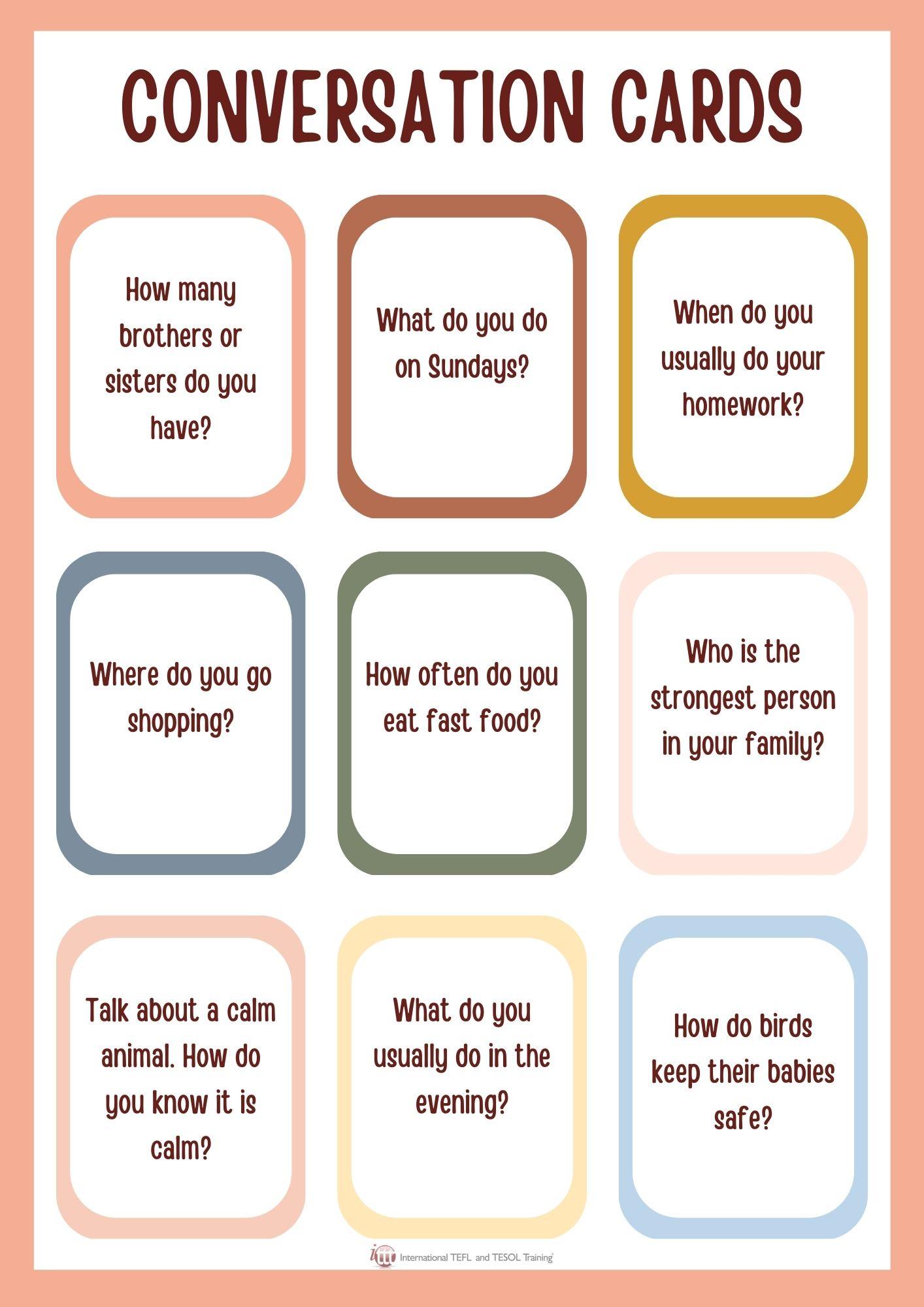 ESL Conversation Cards ITTT ESL Conversation Cards ITTT