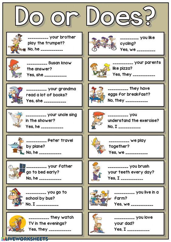 Grammar Corner Do Or Does ESL Worksheet